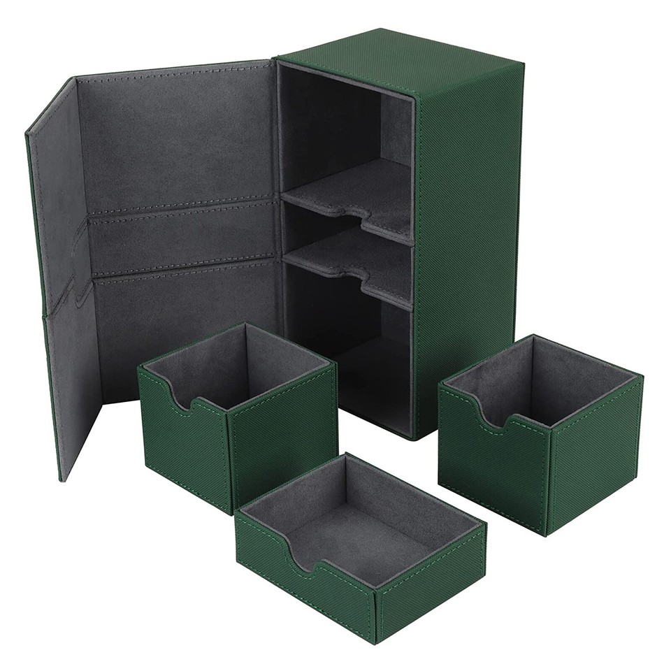 Premium Double Deck Box 200 Cards TCG Case Large Protector EDH Magnet ...