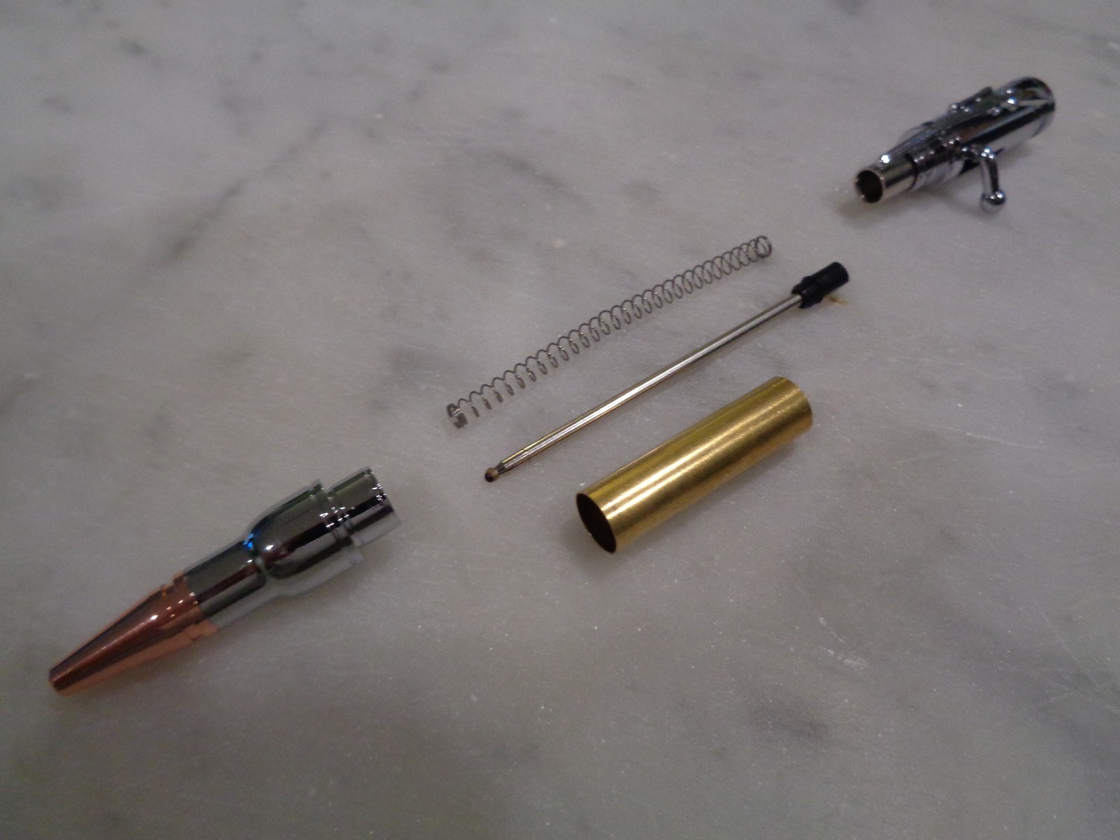 5 Pack, Chrome, Mini 30 Caliber Bolt Action Bullet Pen Kits, with ...