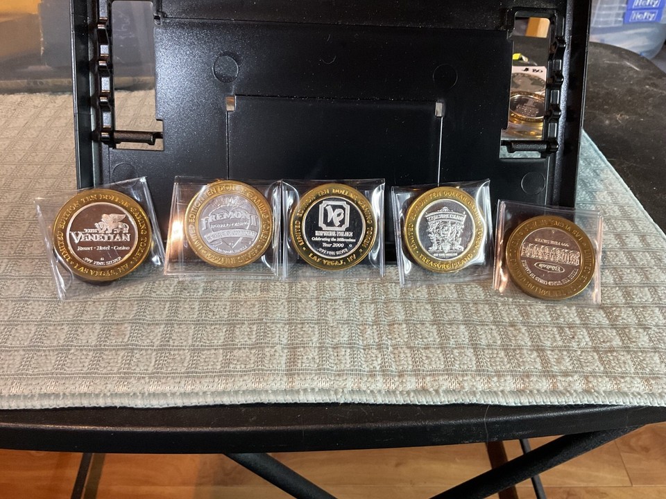 5 $10 TEN DOLLAR GAMING TOKEN .999 FINE SILVER HORSESHOE LAS VEGAS | eBay