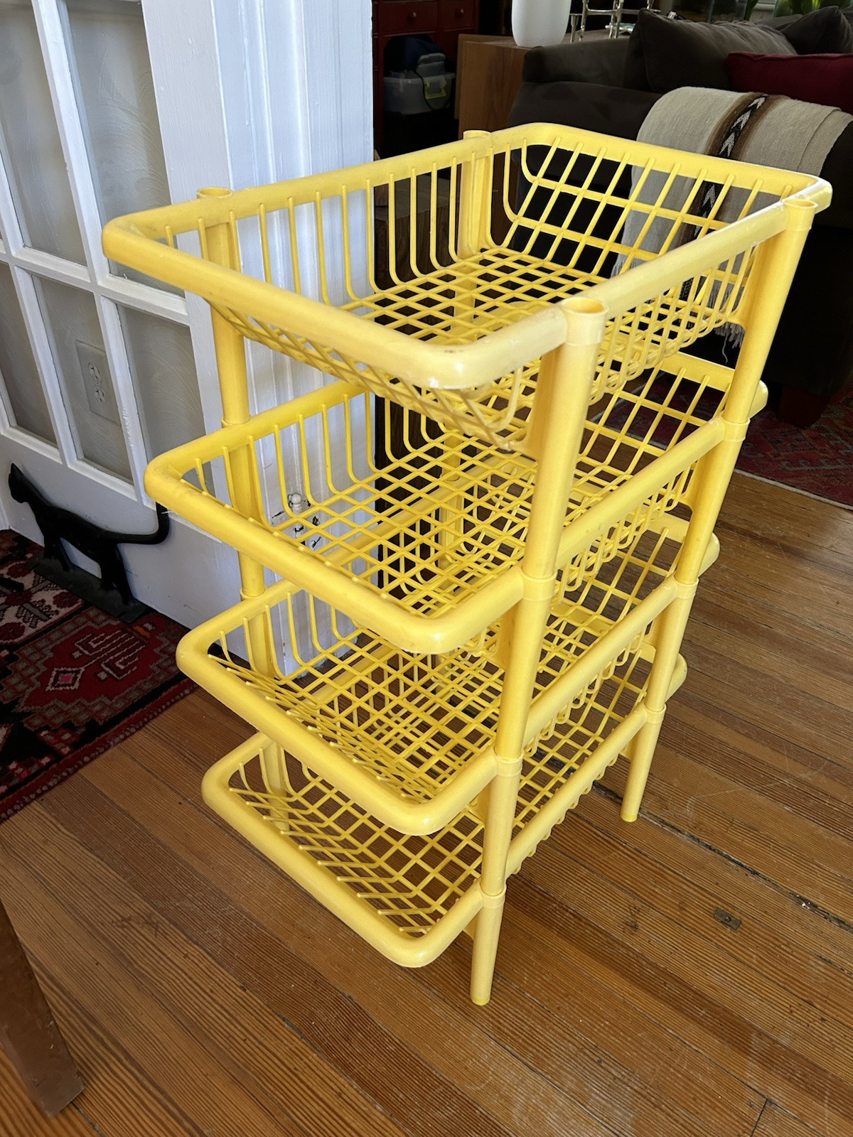 Vintage MCM Kartell Style 4 Stacking Yellow Storage Bins Baskets NO ...