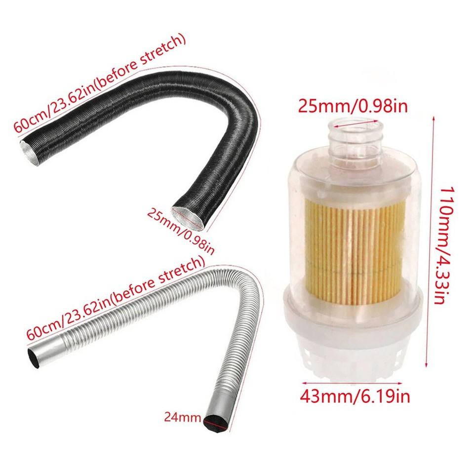 For Air Diesel Heater Thru Hull Tube 24mm + Filter + Exhaust + Intake ...