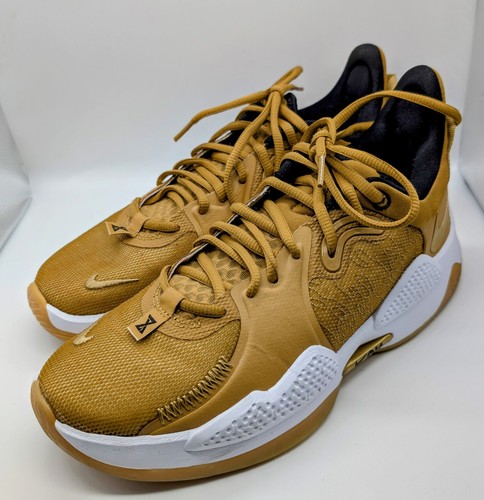 Nike PG 5 Wheat Grain-Black-Metallic Gold Men's Sz 8.5 NEW CW3143-700 ...