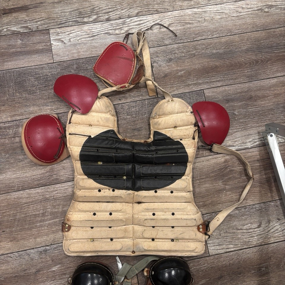 1930s Spalding Baseball Catcher Gear Chest Protector Shin Guards | eBay