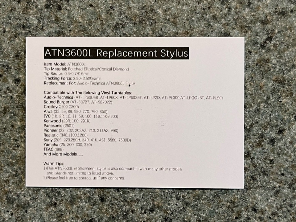 The Lot (2) of Replacement Stylus for Audio-Technica ATN3600L | eBay