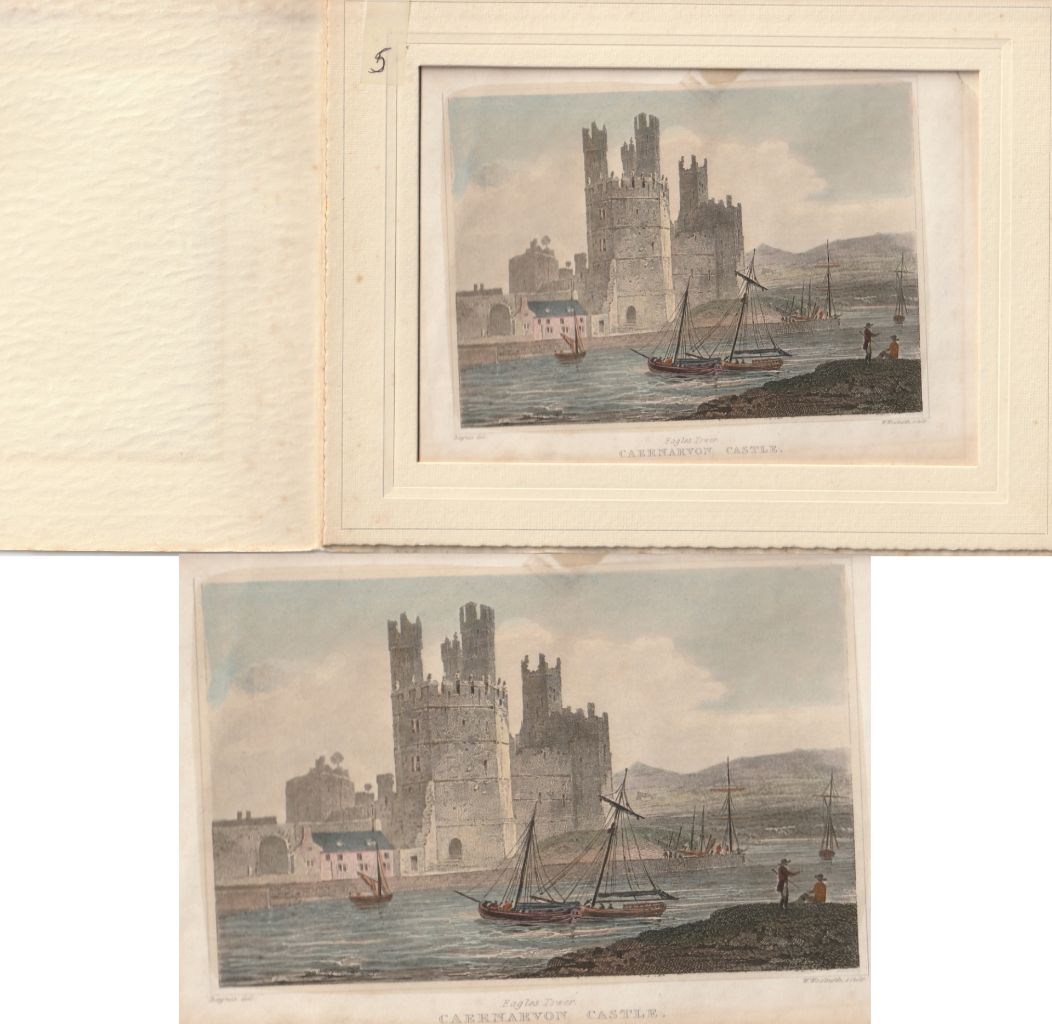 1700s Early 1800s Color Lithograph (s) Wales Castle Scene (s) w ...