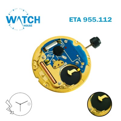 Watch Movement Quartz ETA 955.112, 3 HANDS,GOLD DATE DISK AT 3. | eBay