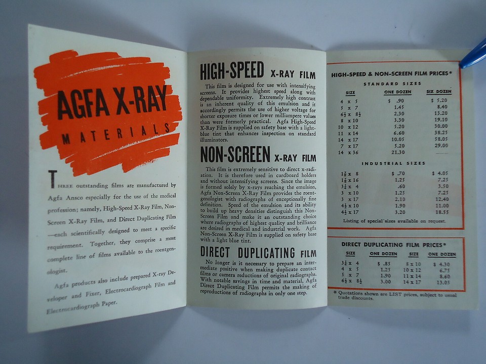 Agfa X-Ray Material & Chemicals Booklet Medical Industrial Vintage ...