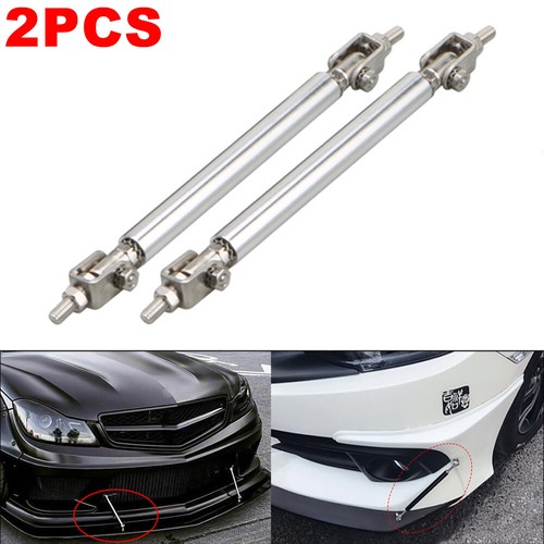 2Pcs 10CM Silver Car Adjustable Front Bumper Strut Rod Support Bars Lip ...