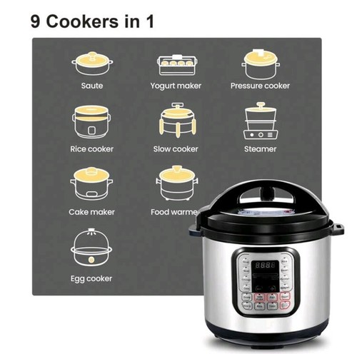 6-Quart Electric Multi-Cooker, 9-In-1 Instant Pressure Cooker With Safe ...