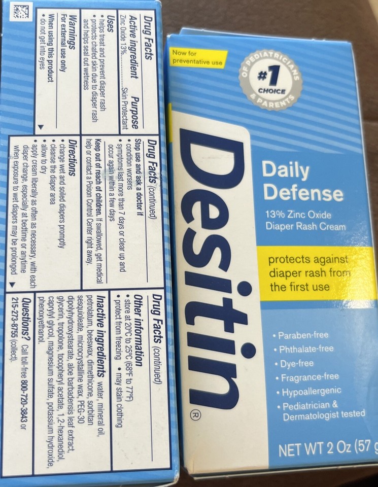 2X Desitin Baby Diaper Rash Cream Daily Defense Zinc Oxide 2 oz Each ...