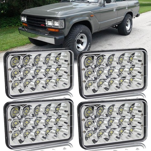 4X LED 4x6 inch Headlights for FJ80 FZJ80 HZJ80 Toyota Landcruiser 62 ...