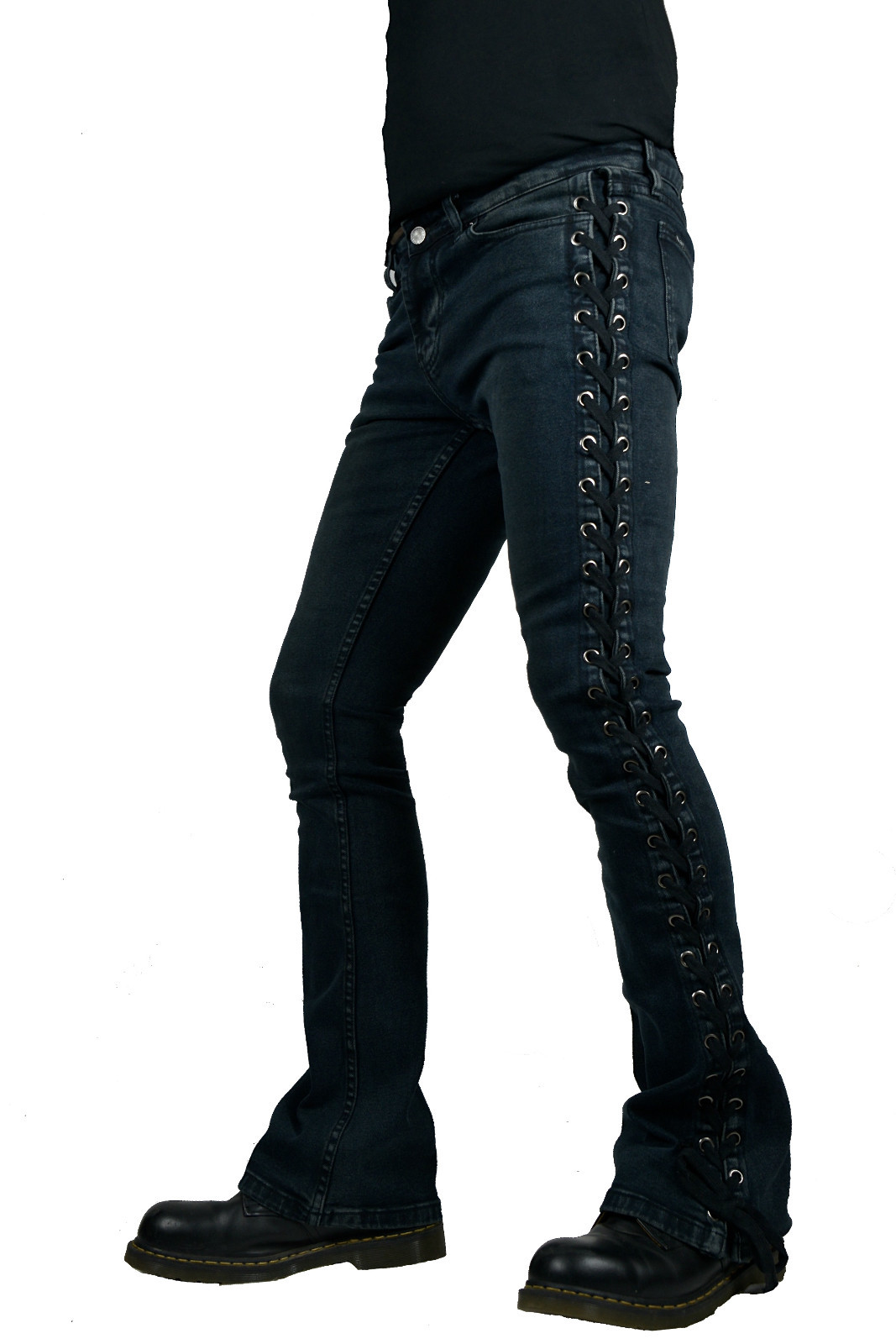 KILL CITY LACE UP ROCKER FIT RIFF BOOT CUT GOTHIC PUNK STAGE JEANS ...