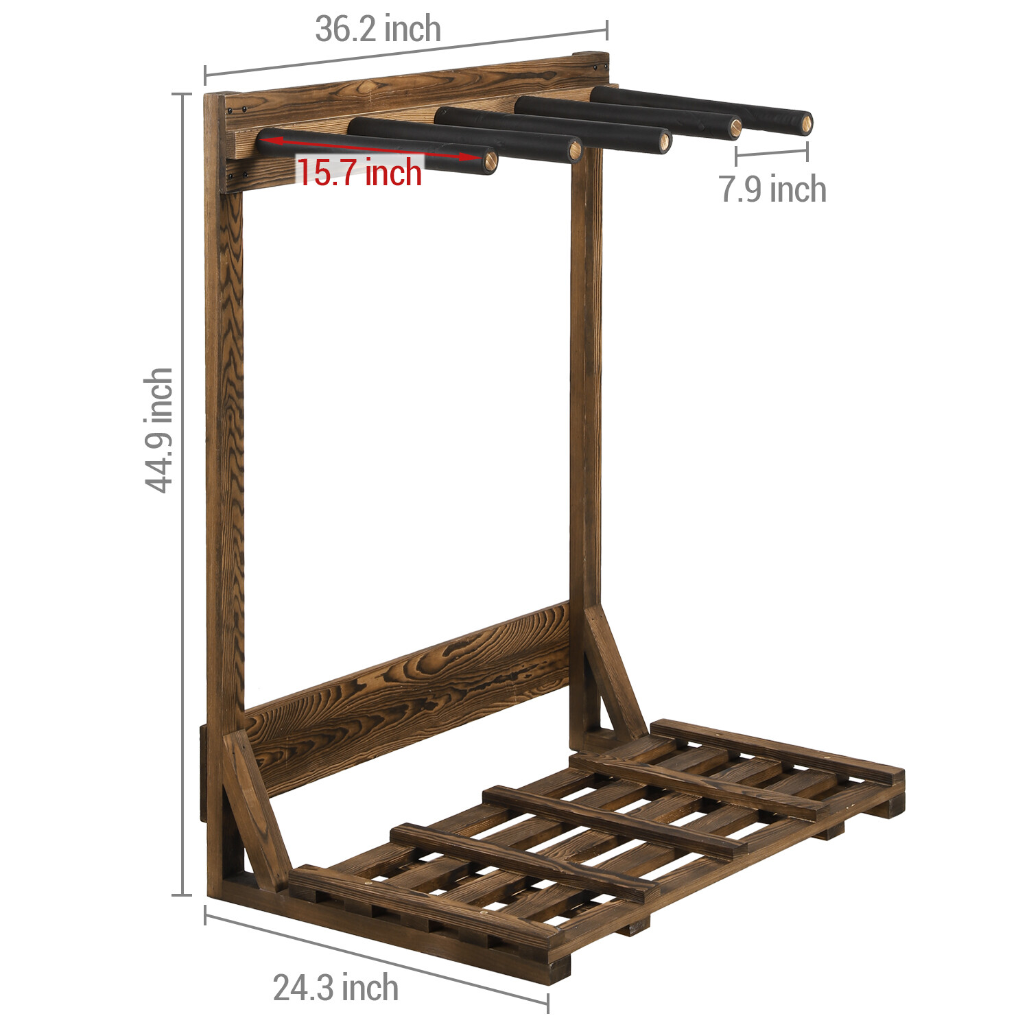 4-Ft Burnt Wood Vertical Surfboard SUP Paddleboard Rack - Holds up to 4 ...