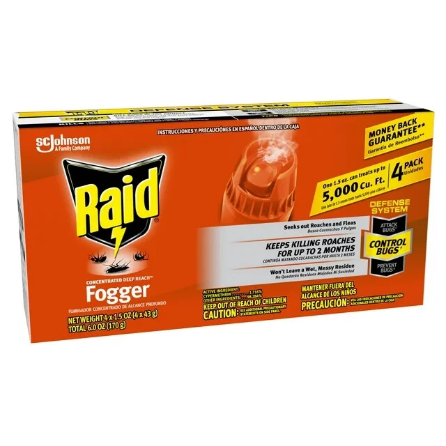 Raid Concentrated Deep Fogger Insect Killer Bug Flies Roach Spider 1.5 ...