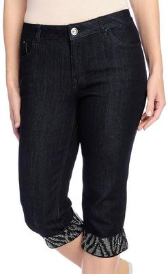 NEW - Glitterscape® Stretch Denim Five-Pocket Embellished Capris Jeans ...