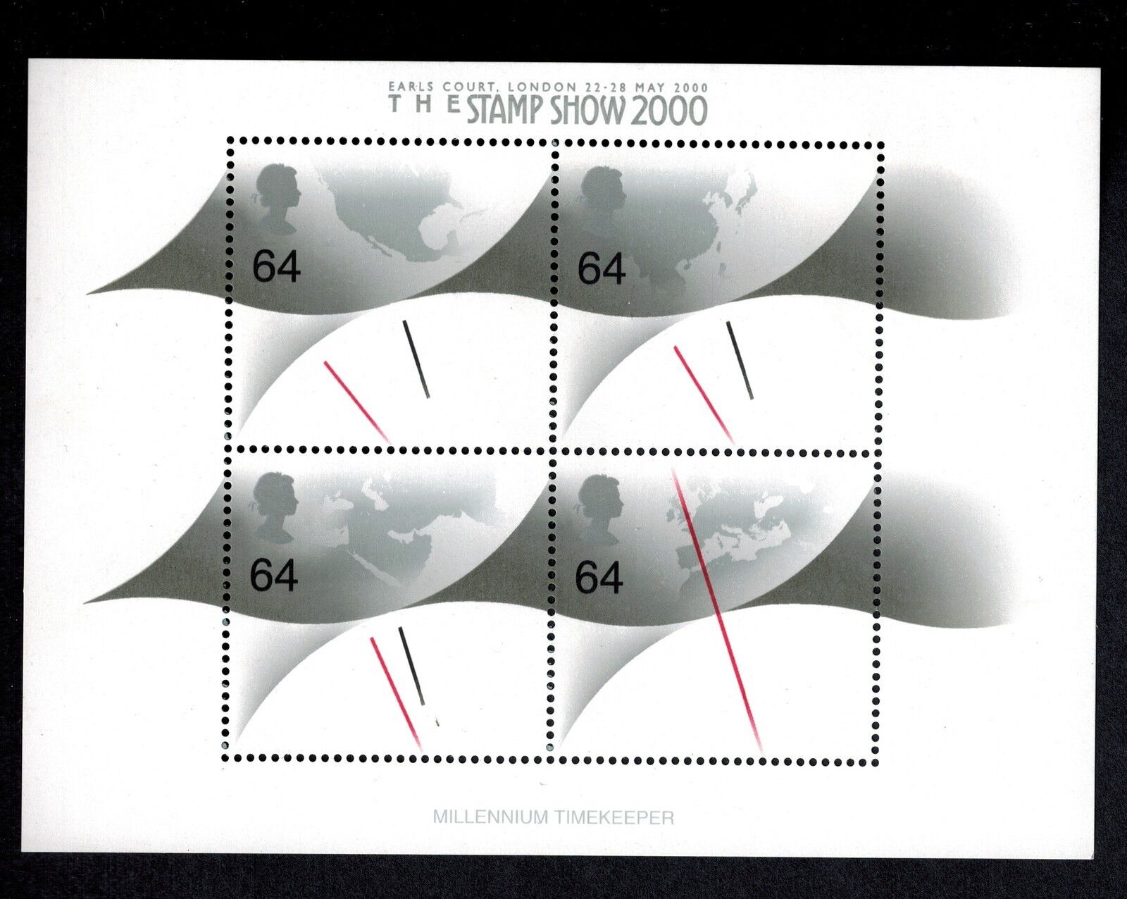 MS2123 1999 TIMEKEEPER OVERPRINT STAMP SHOW 2000 MS2123a MINIATURE ...