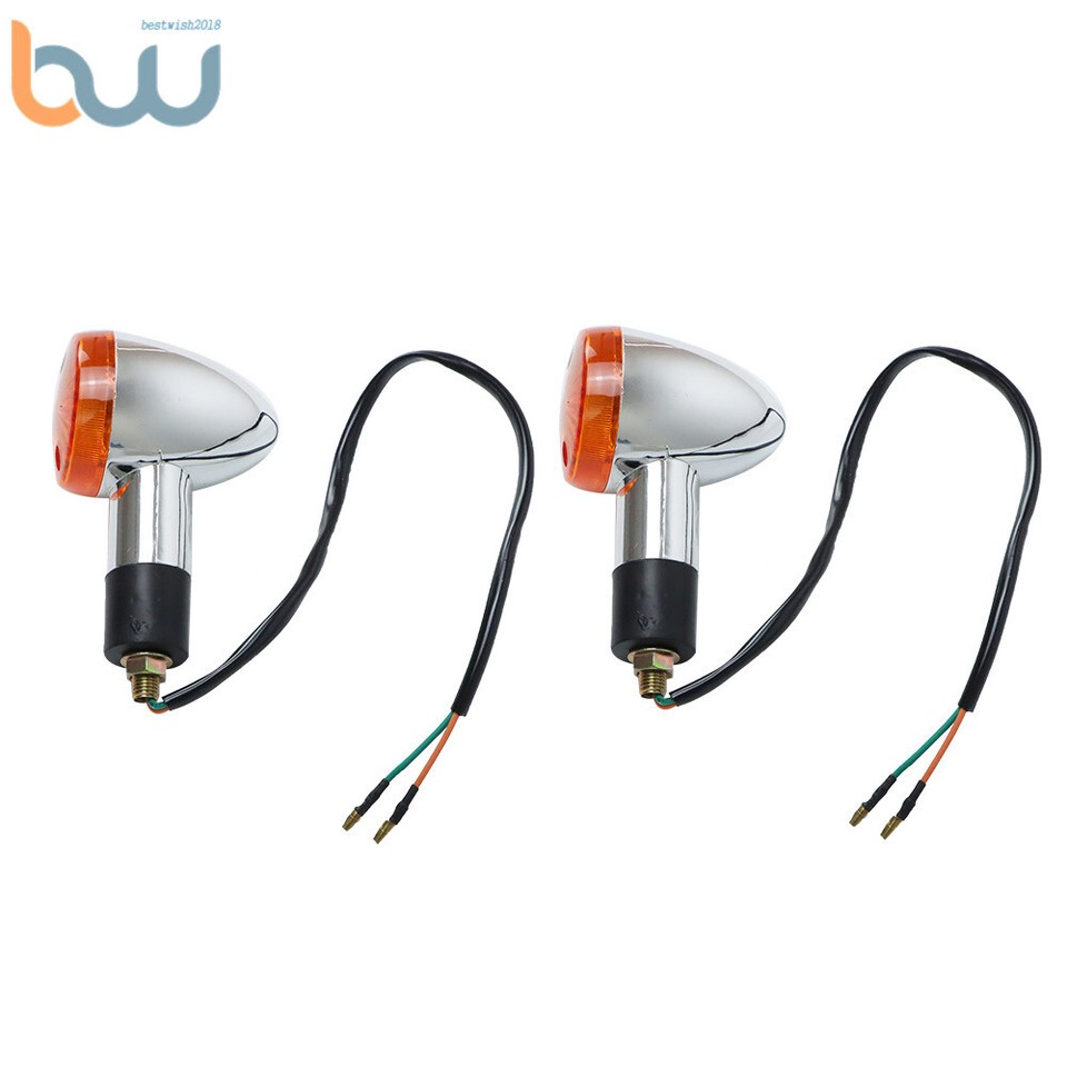 2x Amber Chrome Bullet Front Rear Motorcycle Turn Signal Blinker ...