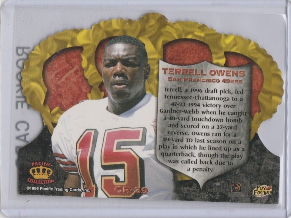 TERRELL OWENS ROOKIE CARD 1996 Pacific Crown Royale DIE-CUT RC Football ...