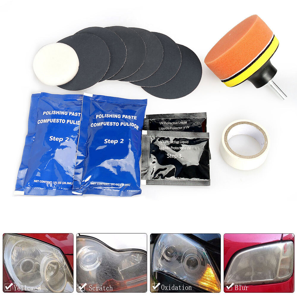 Headlight Restoration Kit Car Lens Lamp Cleaner Sanding Repair Tools ...