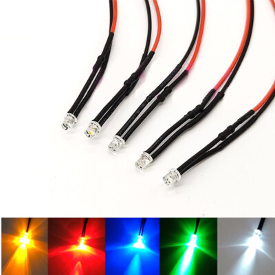 3mm Pre-Wired Flat Top Wide Angle LEDs Ultra Bright 3V 6V 9V 12V ~220V ...