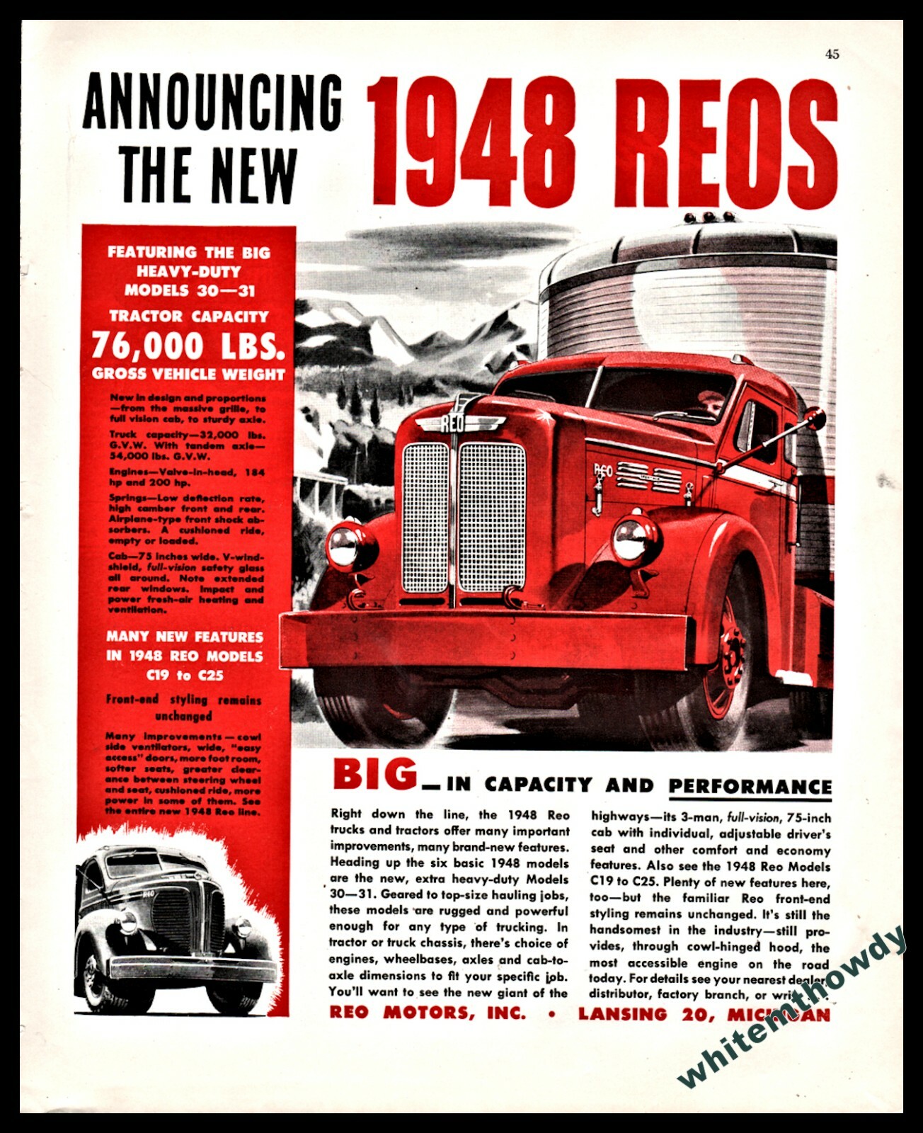 1948 REO TRUCK Heavy Duty Models 30 - 31 and C19 to C25 AD | eBay