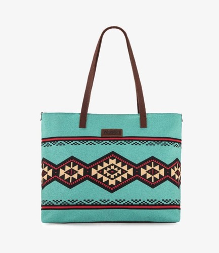 Wrangler Southwestern Aztec Print Canvas Tote Purse Bag Turquoise | eBay