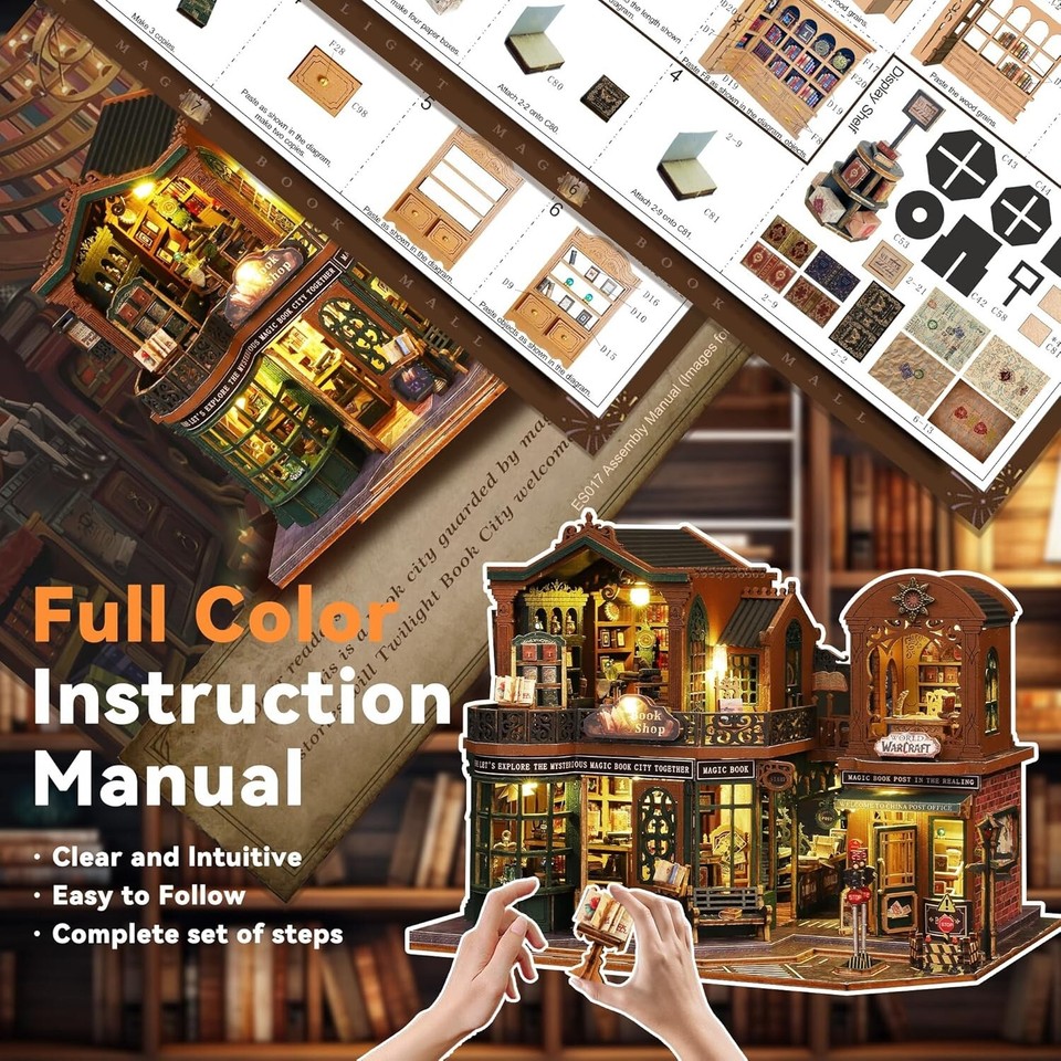 Elegant Twilight Bookmall 3D Dollhouse Miniature Kit - Assembly ...