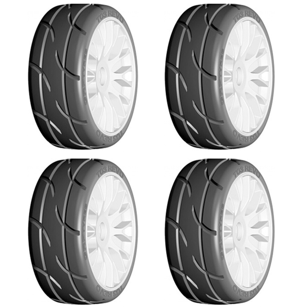 GRP GTJ03-XM7 1:8 GT T03 REVO XM7 Medium Hard Tires w/ 20 Spoked White ...