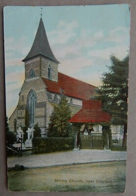 SHIRLEY CHURCH near CROYDON VINTAGE POSTCARD FIELDS ,,CROYDON,, SERIES ...