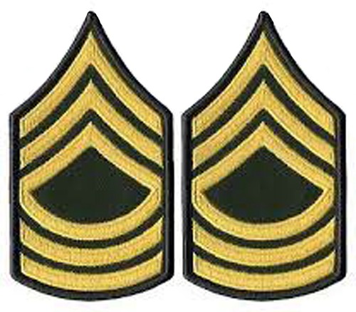 Army Master Sergeant E-8 Rank Gold on Green Chevron Patches Pair - Male ...