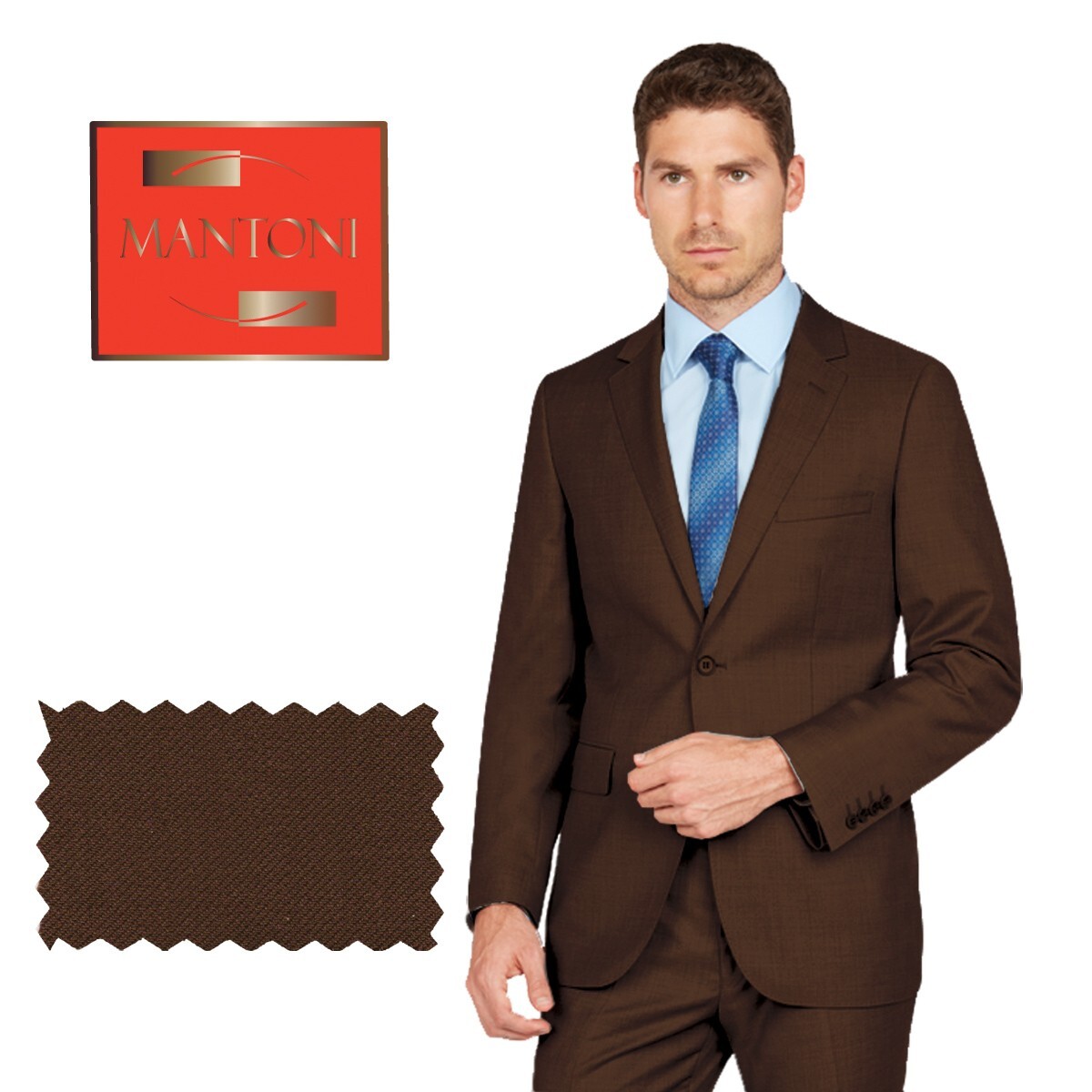 MANTONI 100% Wool 2-Button Solid Chocolate Brown Men's Suit | eBay