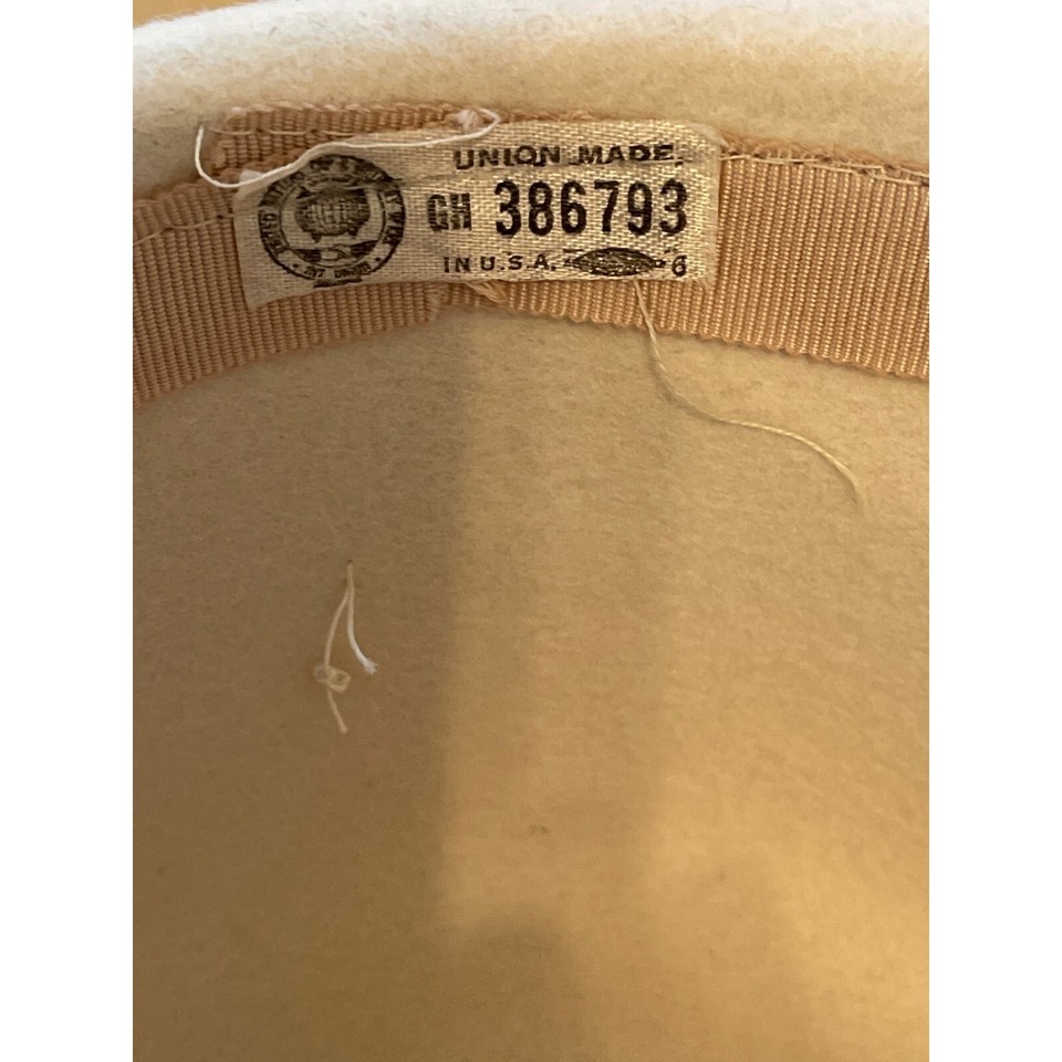 Neumann Endler Inc Wool Felt Breton Hat 21" Tan Beige Satin Ribbon Band ...