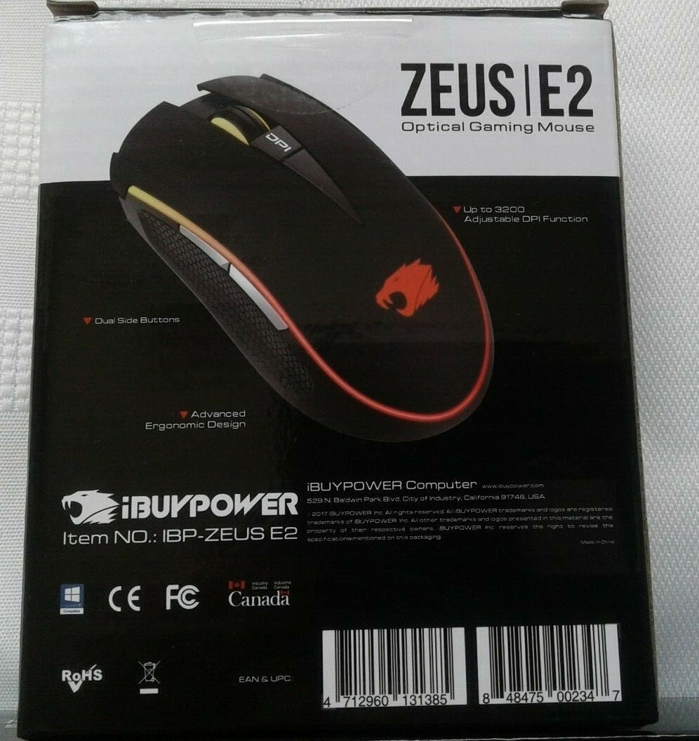 iBuypower Ares E1 Black Gaming Keyboard LED ZEUS E2 Optical Mouse NEW ...