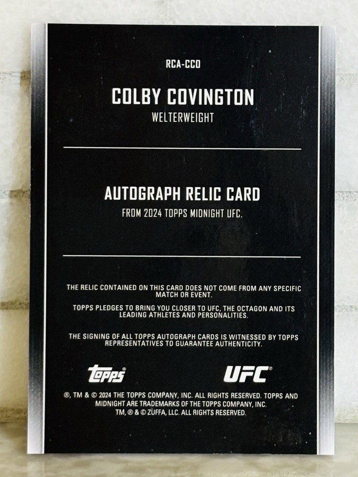 Colby Covington AUTO /25 SSP 2024 Topps UFC Midnight Moonrise Relic ...