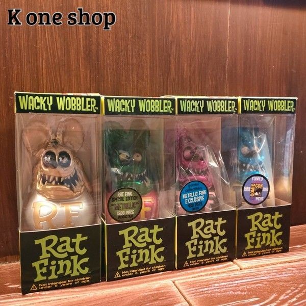 Set of 4 Rat Fink Bobbing Head Metallic Color FUNKO Rat Fink Figure ...