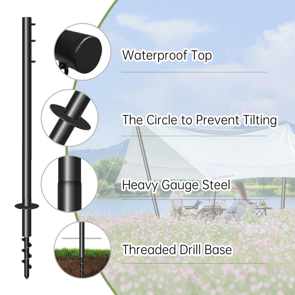 Sun Shade Sail 2 Pole 9Ft Outdoor Sunshade Sail Post Support Awning ...