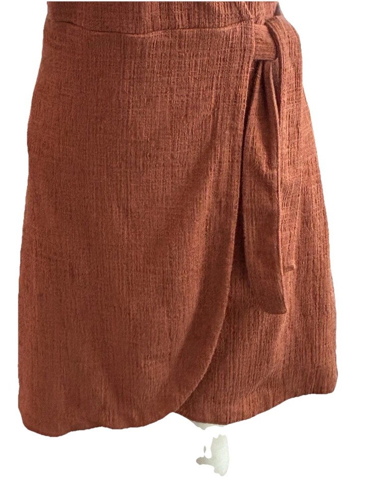 Texture And Thread By Madewell Dress Sz S Faux Wrap Gauze Rust Preppy ...