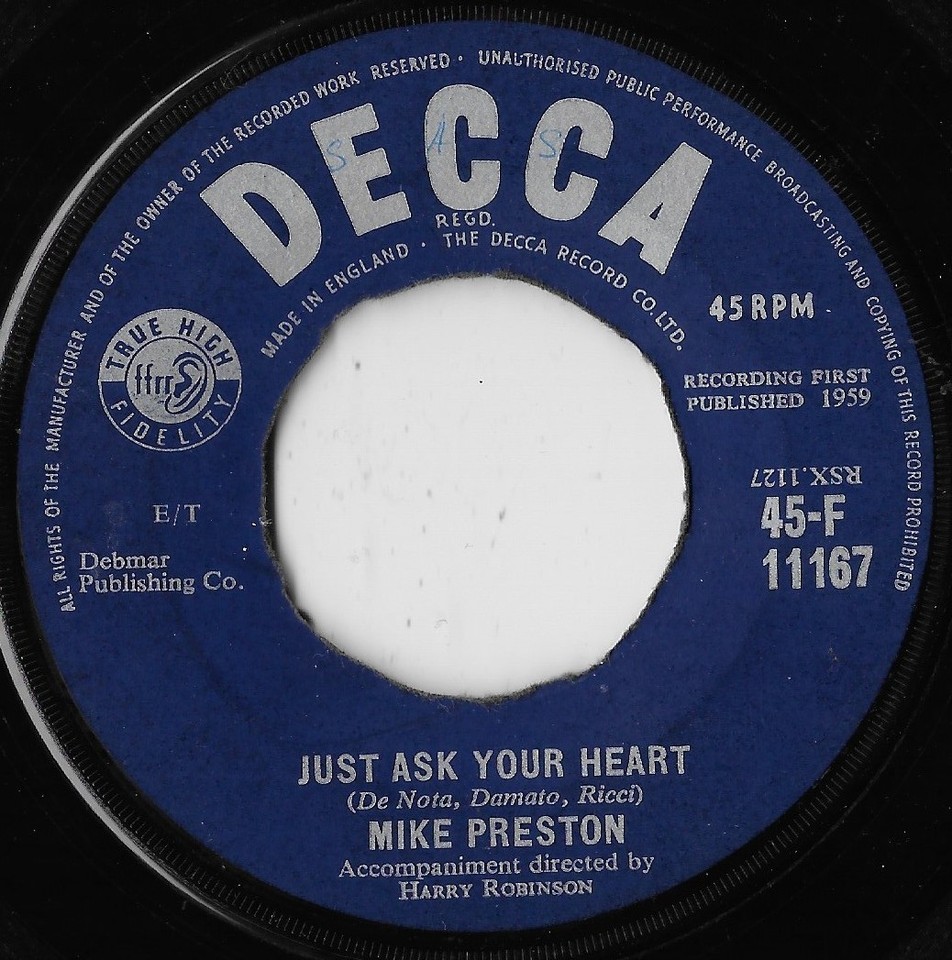 Mr. Blue / Just Ask Your Heart / Mike Preston VG | eBay UK