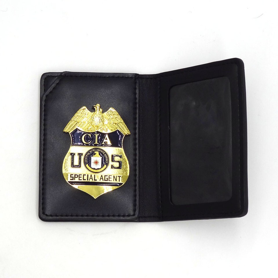 Leather Wallet Driving License ID Card Holder Case With Metal Badge | eBay