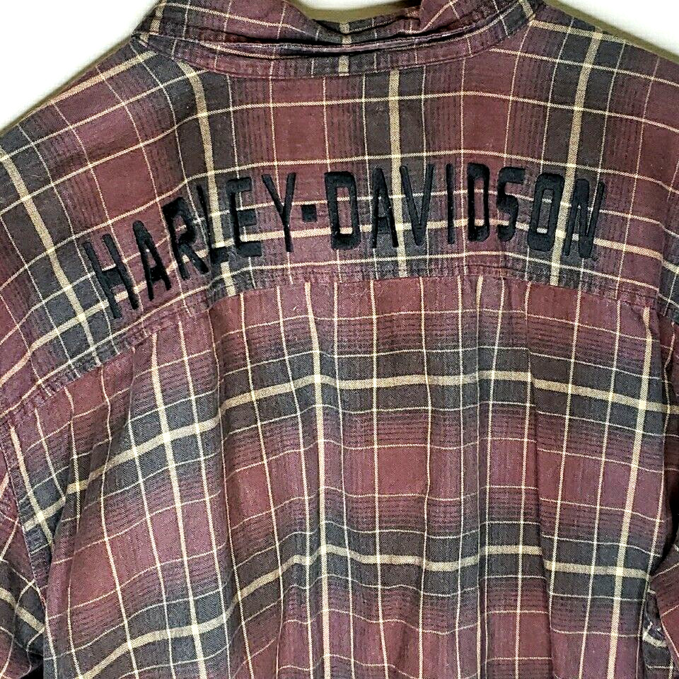 HARLEY-DAVIDSON Mens Plaid Flannel Long Sleeve Woven … - Gem