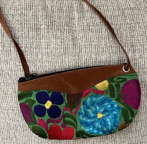 Bright Colors Embroidered Purse With Leather Accents | eBay