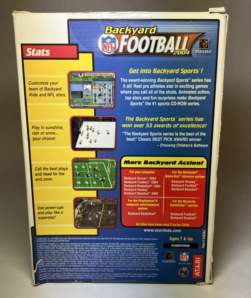 Backyard Football Game ‘04 Atari PC CD-ROM NFL Jeff Garcia Rated E ...