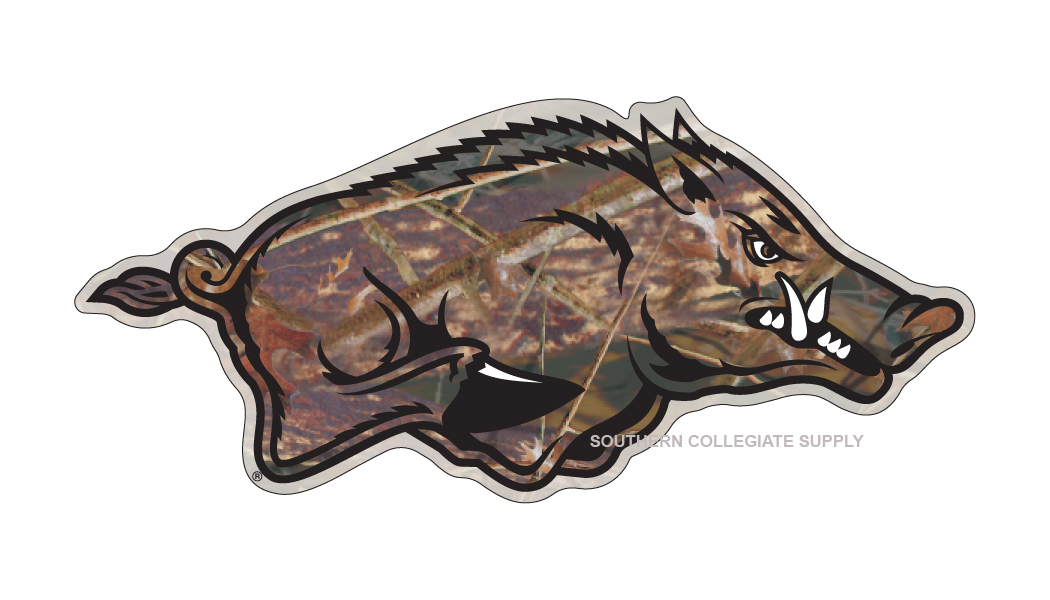 UNIVERSITY OF ARKANSAS Large Camo Razorback Decal | eBay