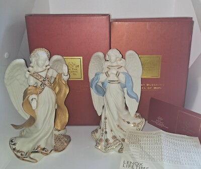 LENOX FIRST BLESSING NATIVITY ANGELS (2) PEACE & HOPE FIGURINES ...