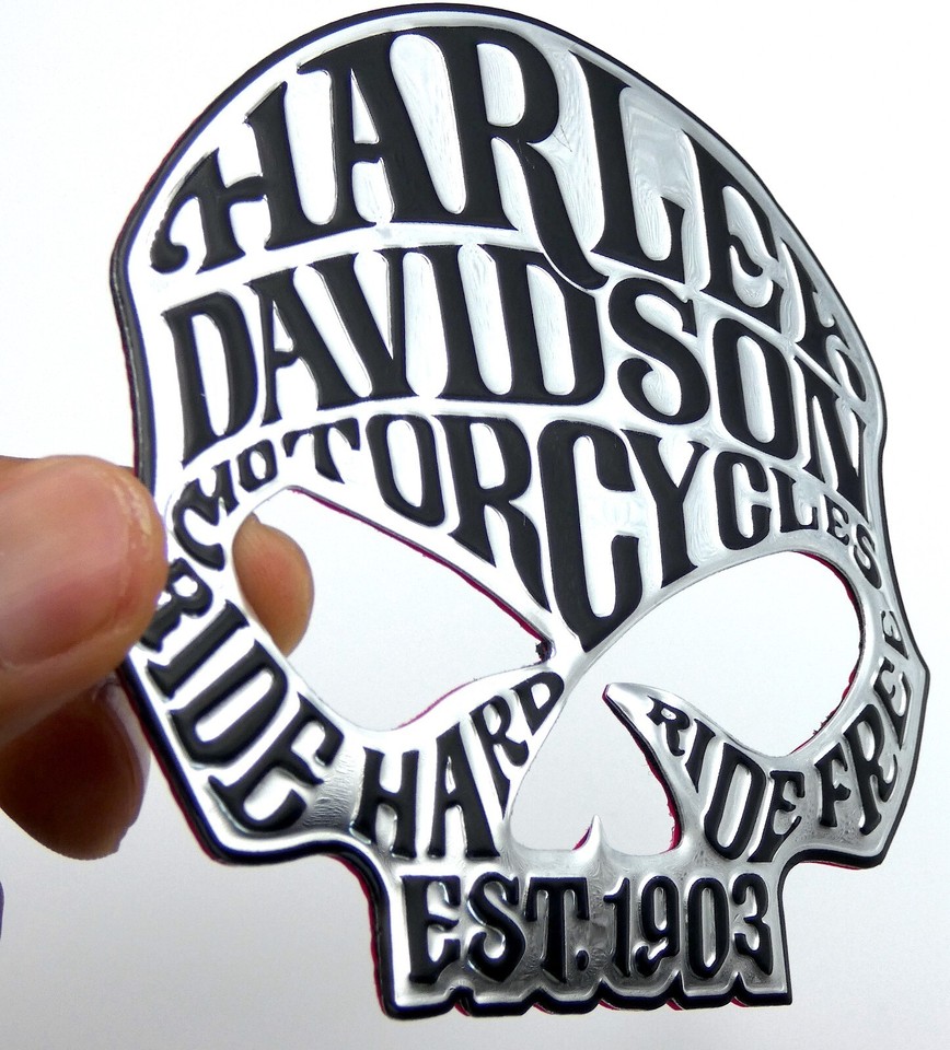 Harley Davidson Skull Emblem Fuel Tank Gas Badge Decal 3.5" x 3.5 ...