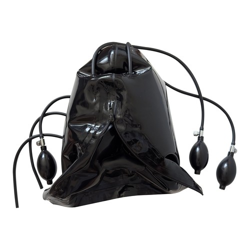 Latex Gummi Hood Rubber Mask with Inflatable Long Tube BDSM Asphyxia ...
