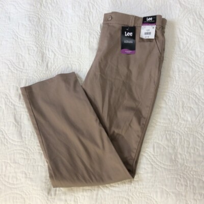 Lee Women's Size 14M Flax Brown Straight Leg Mid Rise Ultra Soft ...