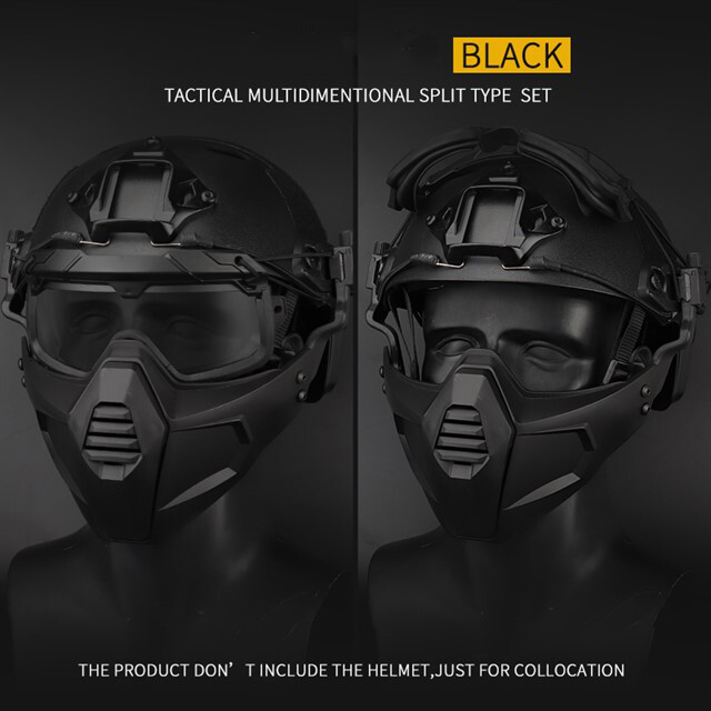 Tactical Half Fask Mask & Goggle Set Protective Mask For SF Fast Helmet ...