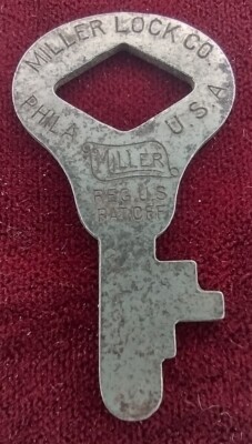 Vintage Flat Key Miller Lock Co Philadelphia PA Reg US Pat Off Appx 1-7 ...