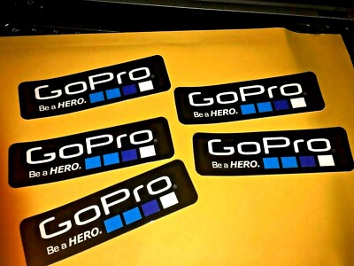 5 Genuine GoPro HERO ACTION CAMERA Hi Gloss 4" X 1 1/8" STICKER Decal ...